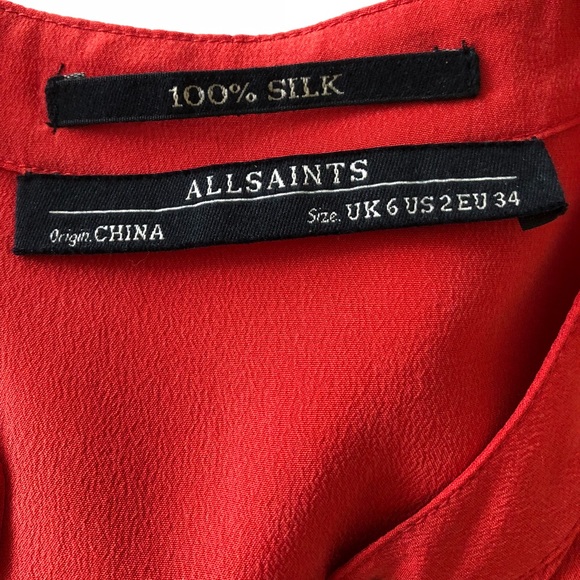 All Saints | Dresses | All Saints Silk Dress Orange | Poshmark